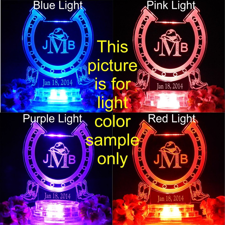 Personalized Western Oval Monogram LED Wedding Cake Topper Acrylic ...