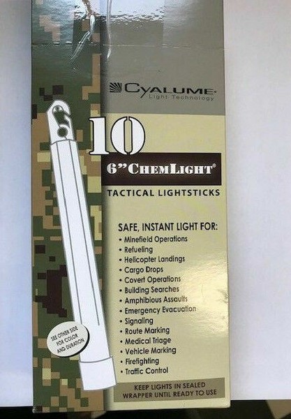 Cyalume Chemlight Military Grade Chemical Light Sticks Green 6in Long ...