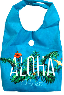 HAWAIIAN BLUE ALOHA HAWAII REUSABLE SHOPPING BAG FOLDABLE TOTE | eBay