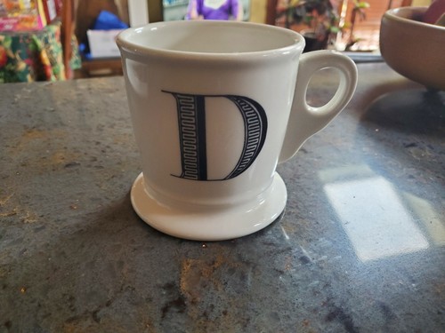 Anthropologie White Coffee Mug Black Letter "D" Initial Monogram ...