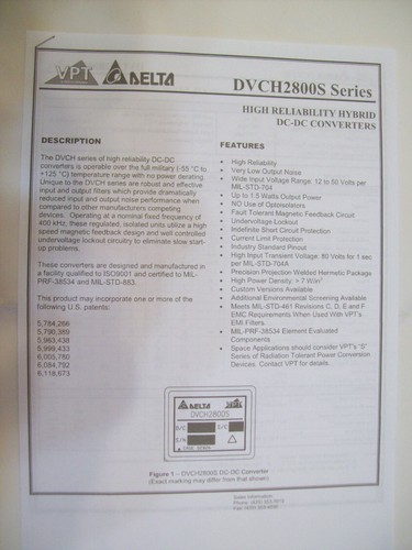 NOS MIL SPEC DELTA/VPT DVCH2805S DC to DC Converter/Regulator Module ...
