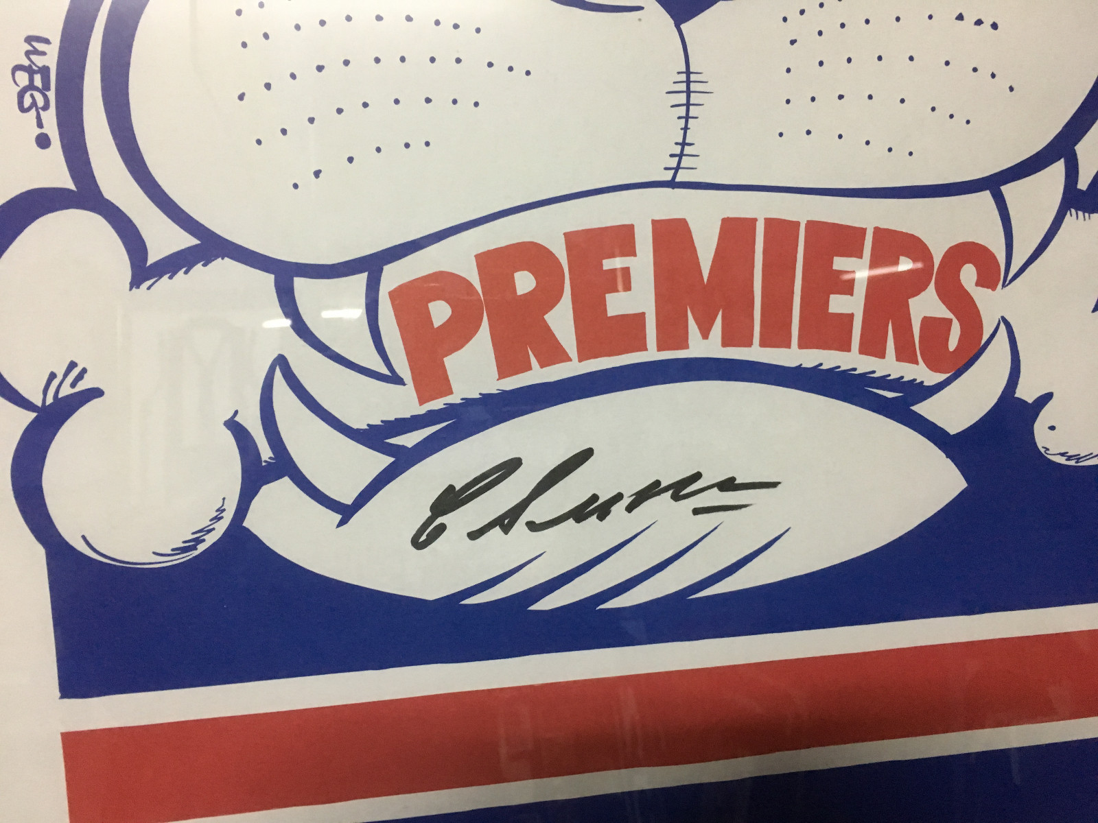 FOOTSCRAY BULLDOGS 1954 VFL PREMIERS WEG POSTER SIGNED LEGEND CHARLIE ...