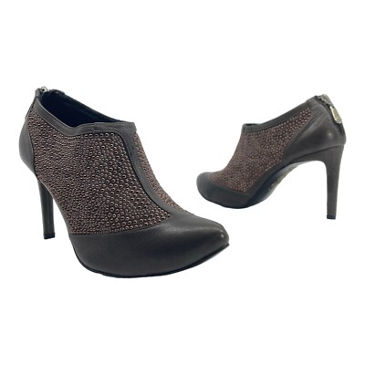 MALOLES Womens US 8 39 Leather Ankle Boots Booties Studded Stiletto ...