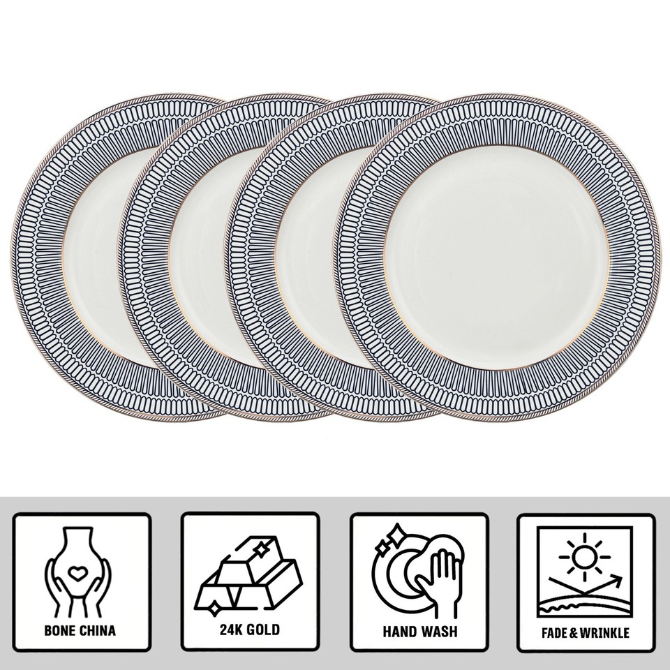 Noble Cobalt Blue Porcelain & Gold Dinner Plate Set Bone China Main ...