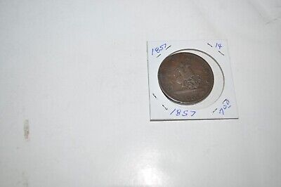 Canada 1857 Large One Cent Penny Un Sou Quebec Bank Token Coin Province ...