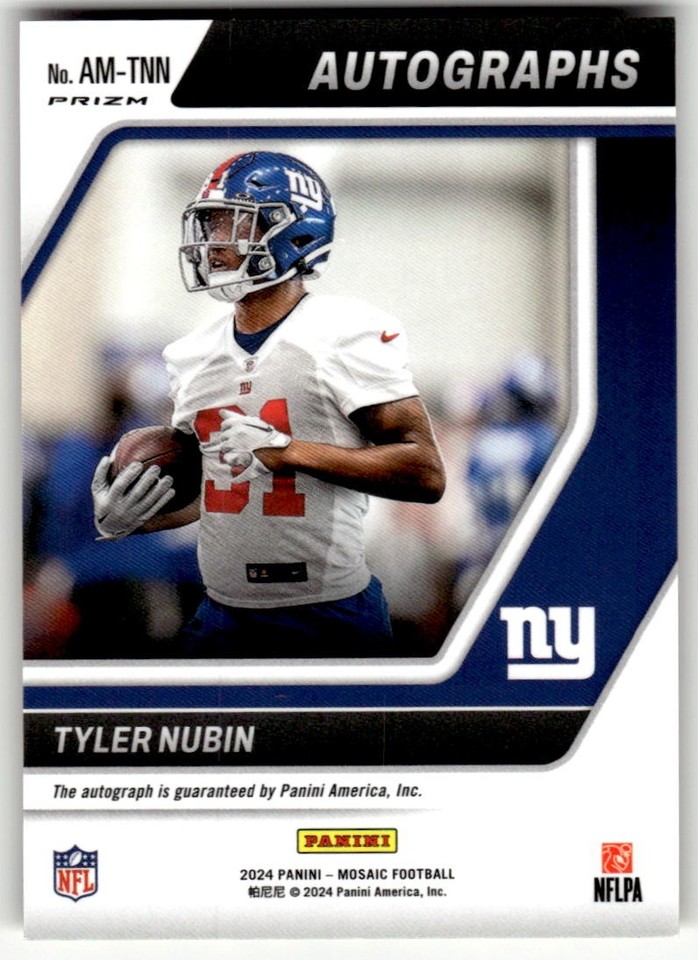 2024 Panini Mosaic Tyler Nubin Auto Choice Fusion Red and Yellow #AM ...