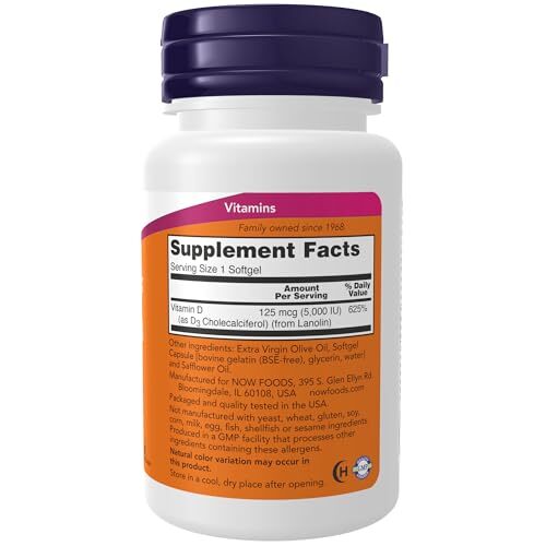 Now Vitamin D3 240 Count High Potency Softgels Immune Support Bone ...