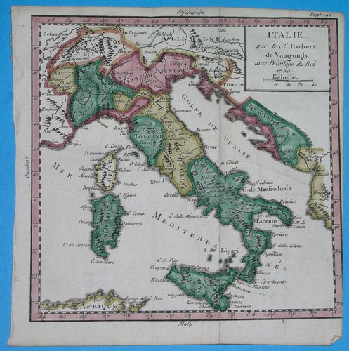 1750 ORIGINAL MAP ITALY SICILY TUSCANY PIEDMONT LOMBARDY CALABRIA ...