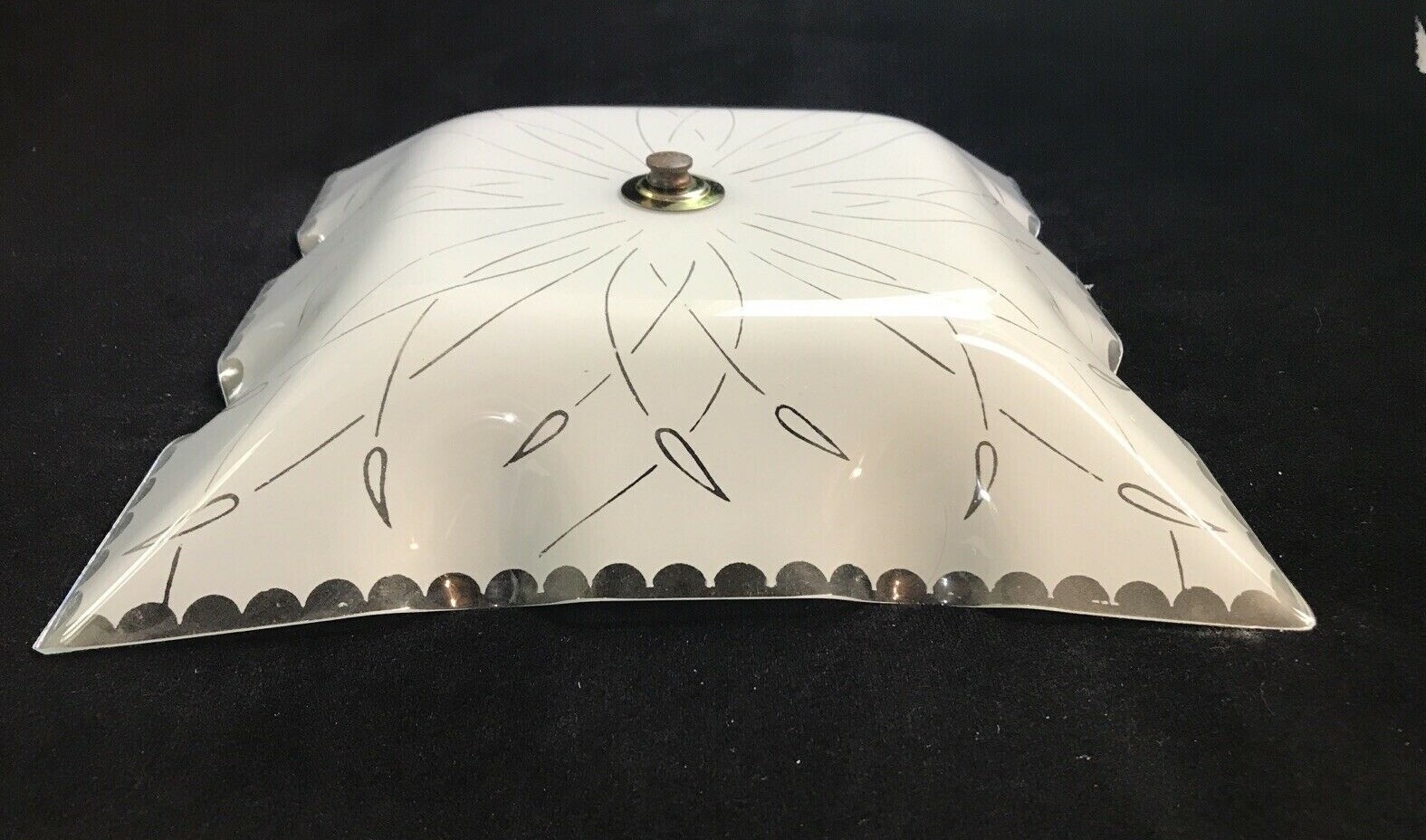 Vtg Mid Century Atomic Square Glass Ceiling Light Shade Diffuser with ...