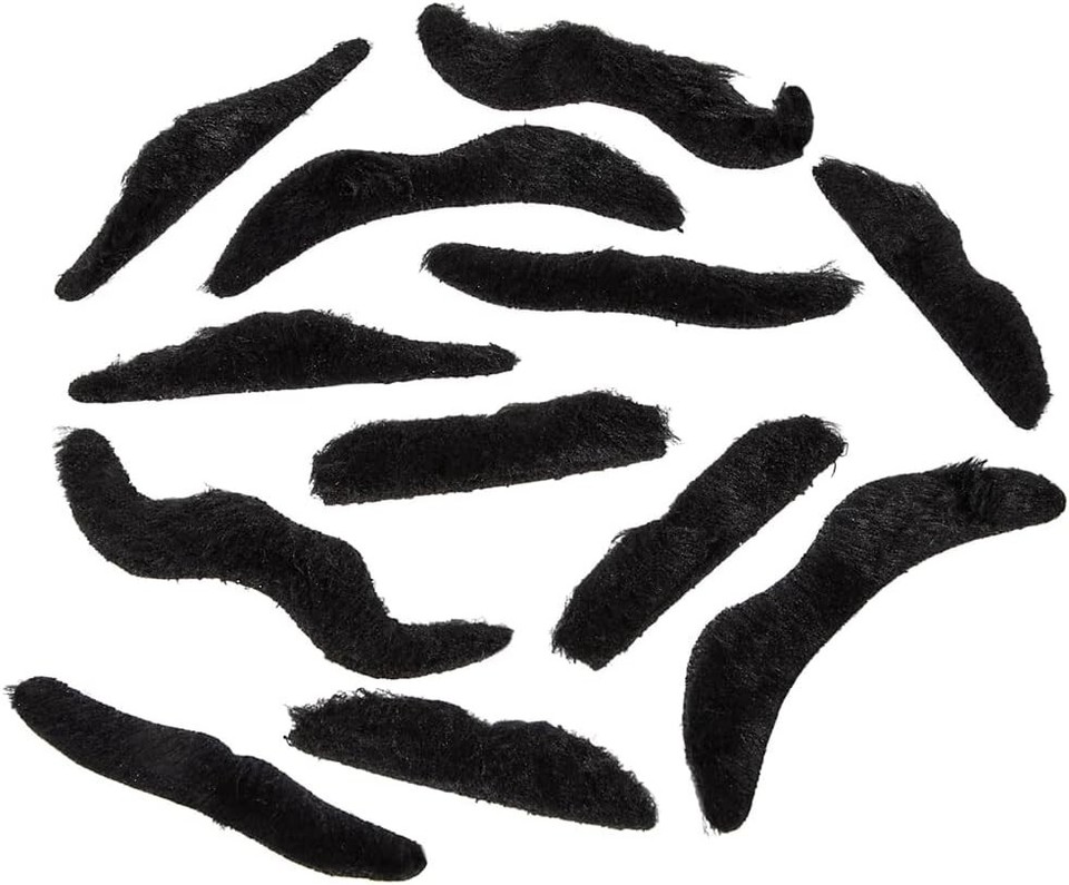 3.5" 12pcs Fake Black Mustaches - Self-Adhesive Party Theater Costume ...