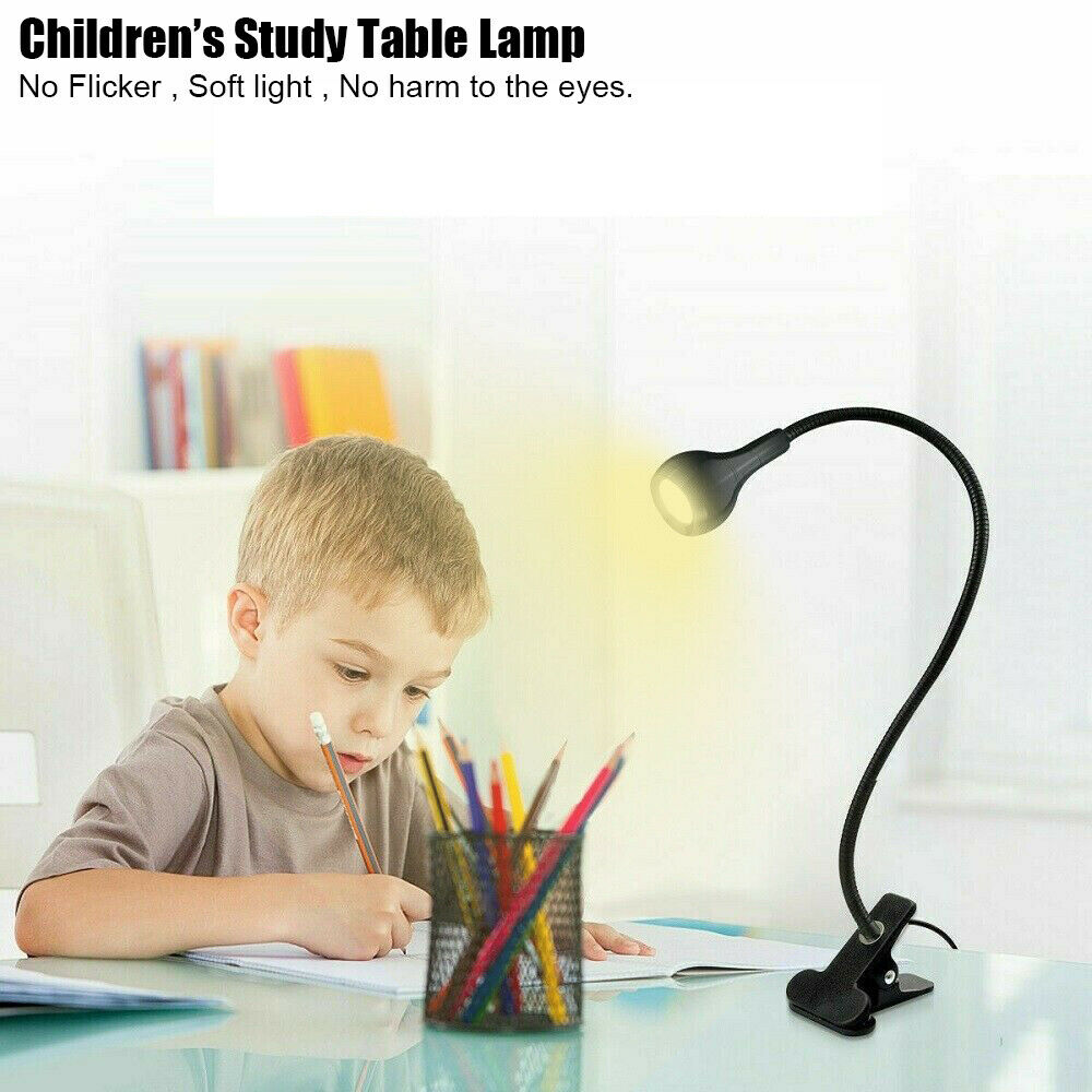 USB Flexible Reading LED Light Clip-on Desk Lamp Table Bedroom Study ...