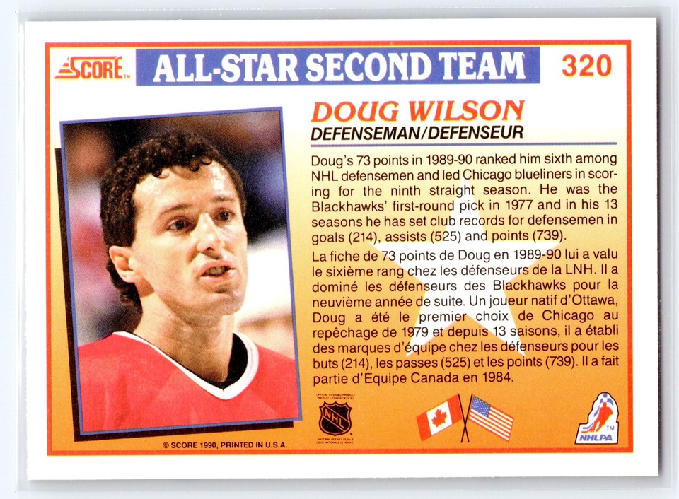 1990 Score Canadian #320 Doug Wilson Hockey Chicago Blackhawks | eBay