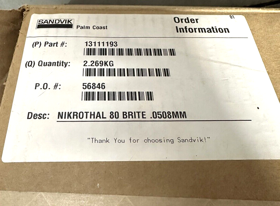 Sandvik Kanthal Nikrothal 80 BRITE Resistance Wire 136251 .0508mm 2 ...