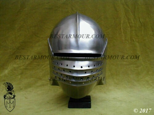 Helmet 18GA SCA LARP Medieval German Sallet Armor Helmet Halloween ...