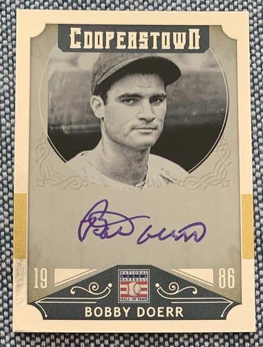 Bobby DOERR🔥2015 Panini Cooperstown Baseball On Card AUTO #7 Red Sox ...