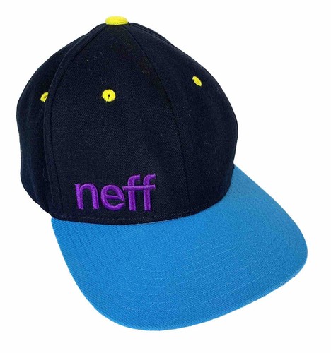 Neff Flat Bill Flex Fit Size L/XL Ball Cap Embroidered Black/Blue Hat ...