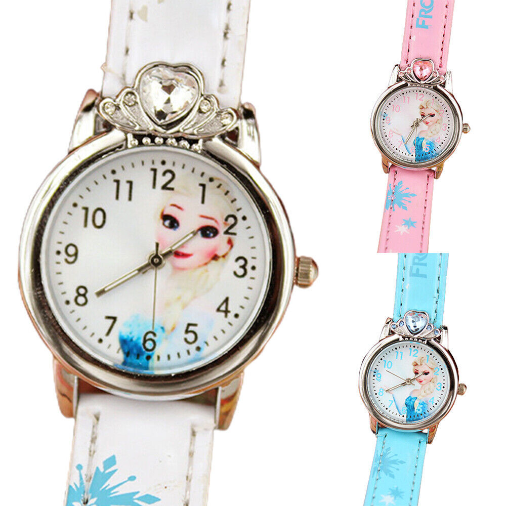 Kids Girls Princess Elsa Frozen Wrist-Watch Children Cartoon Watch ...