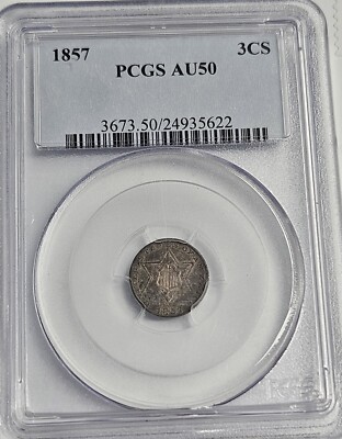 1857 3 cent silver, PCGS AU50 NICE EARLY Type Coin | eBay