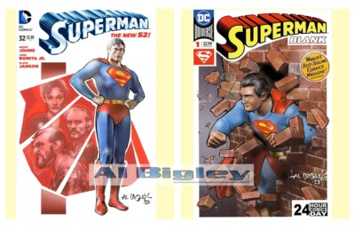 SUPERMAN Double Color Art Print! Chris Reeve! George Reeves! DC Comics ...