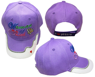 Woman of Faith Proverbs Christian Jesus Purple White Embroidered Cap ...