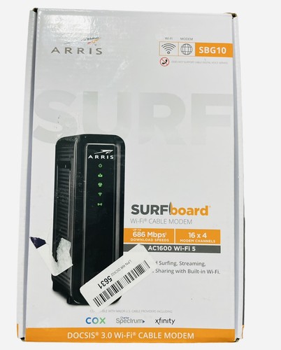 ARRIS SURFboard SBG10 DOCSIS 3.0 16 x 4 Gigabit Cable Modem & AC1600 Wi ...