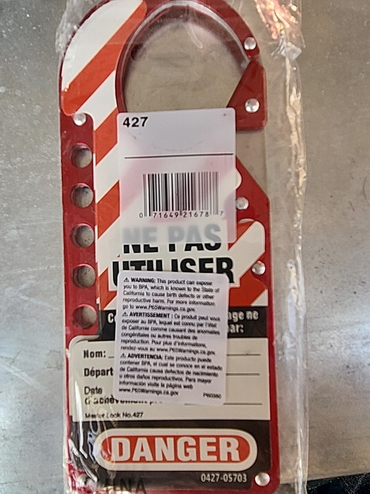 Master Lock 427 Labeled Lockout Hasp,Snap-On,5 Lock | eBay