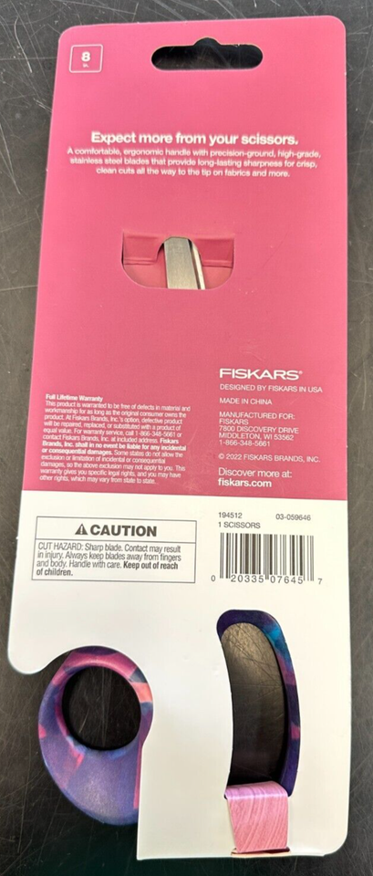 Fiskars Limited Edition Pattern Scissors Dark Purple/Blue/Pink (194512 ...