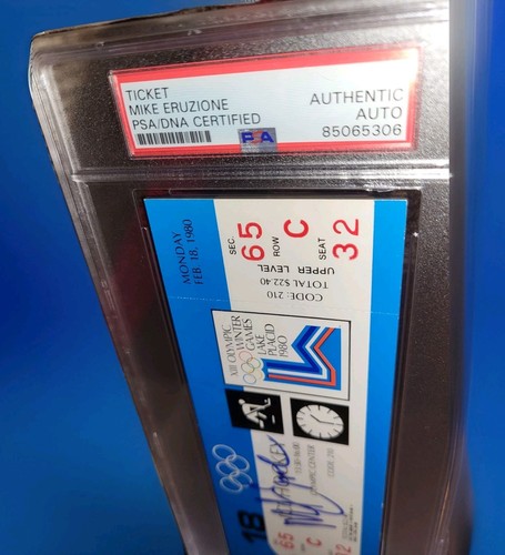 1980 WINTER GAMES HOCKEY Signed Ticket MIKE ERUZIONE Team USA PSA/DNA ...