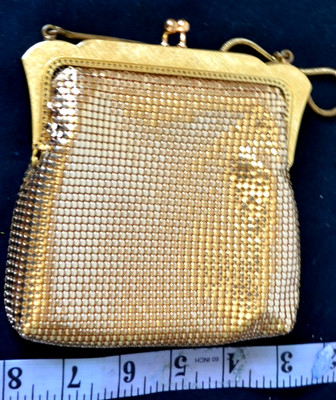OROTON Gold Mesh Evening Bag with Rope Strap 5" x5" - Small stains on ...