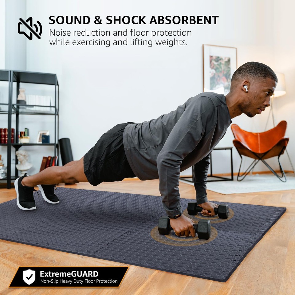 24/48PC Interlocking EVA Foam Puzzle Mat – Gym & Home Exercise Flooring ...