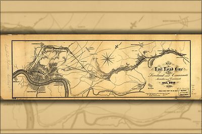 Poster, Many Sizes; Map Of Marietta & Cincinnati Railroad Ohio 1860 | eBay