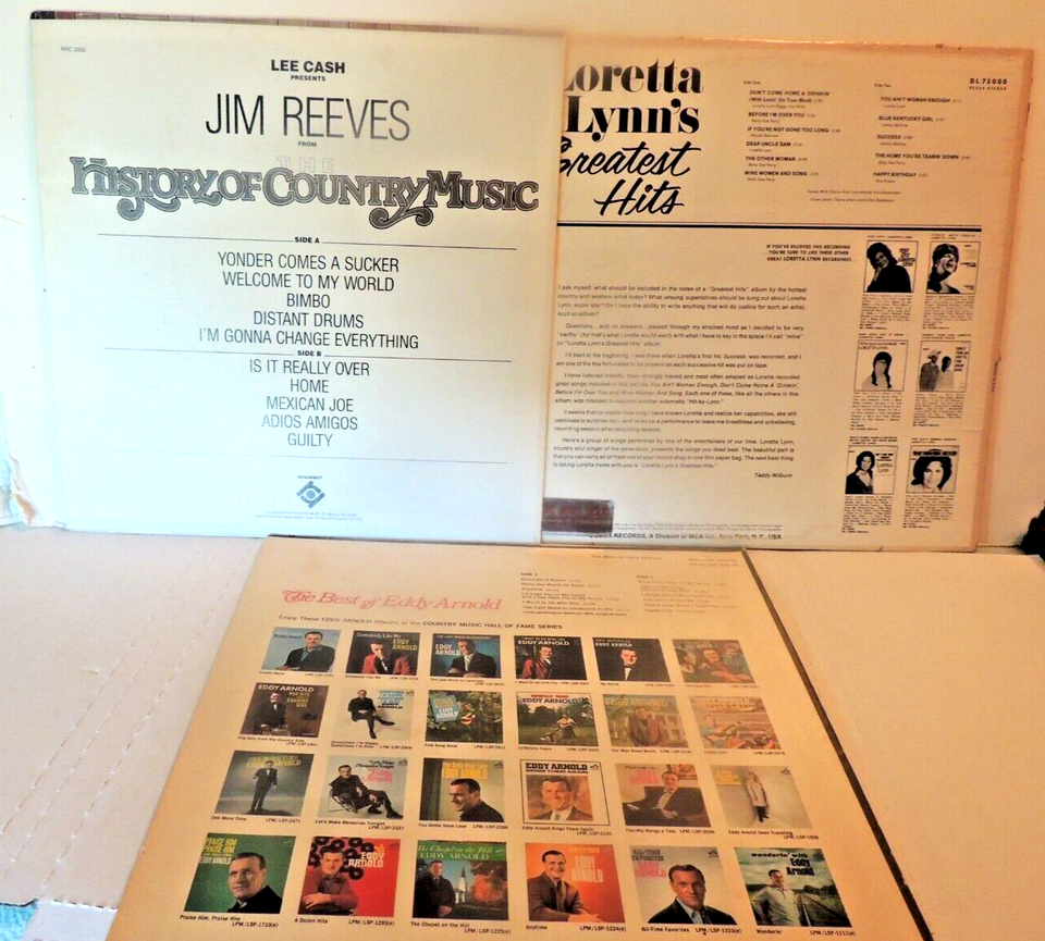 3 LP lot of Greatest Hits; Lorretta Lynn, Jim Reeves & Eddy Arnold. | eBay