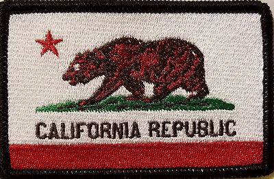 CALIFORNIA Flag Patch With Hook Adhesive Fastener Morale Emblem BLACK ...