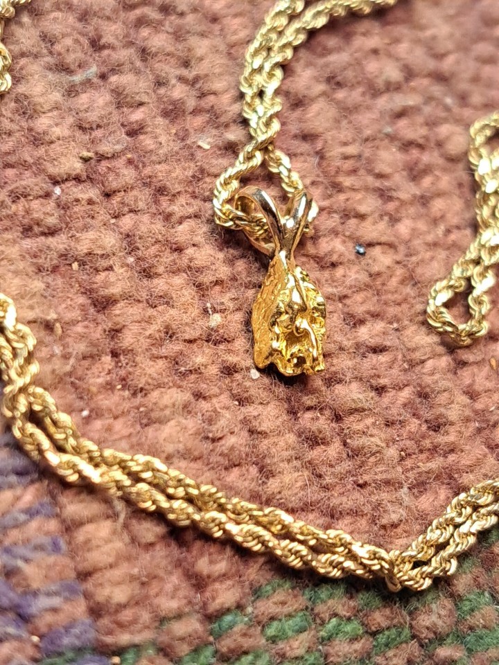 14k Gold 20" Necklace Real Alaskan Gold Nugget Pendant 4.5 Gr | eBay