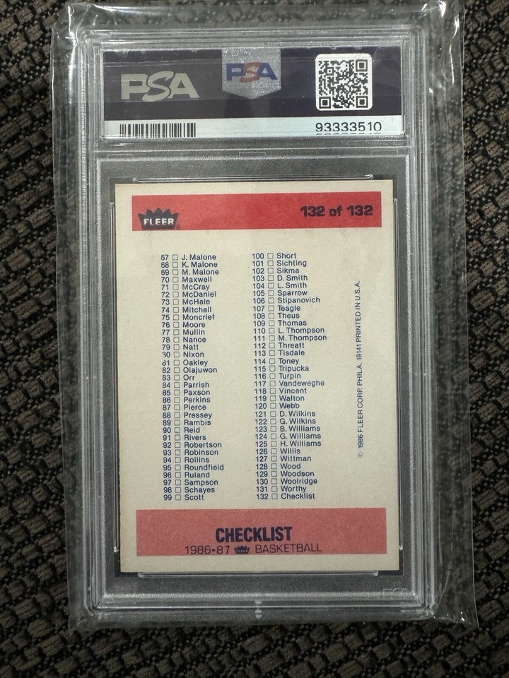 1986 Fleer Basketball Checklist #132, PSA 8 NM-MT | eBay