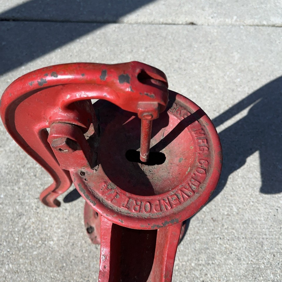 Antique Vintage Cast Iron Red Jacket Red Manual Hand Well Water Pitcher ...