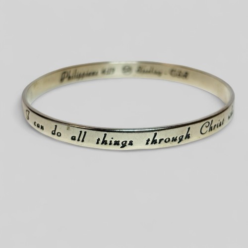 SR Sterling 925 Silver Religious Engraved Philippians 4:13 Bracelet 8 ...