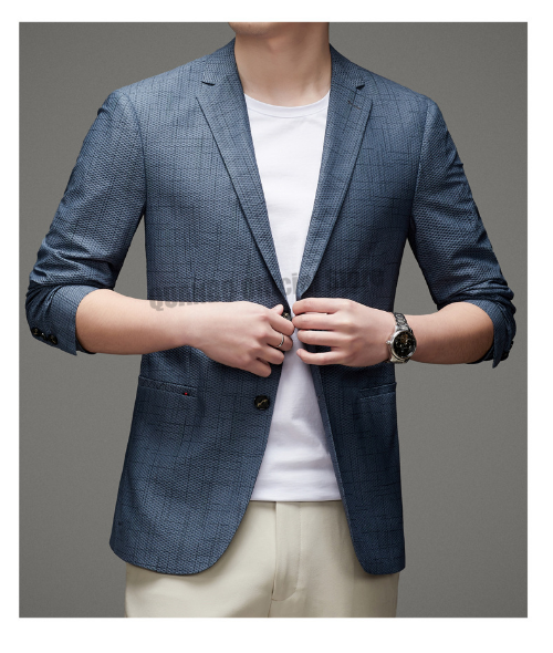 Lightweight Breathable Men Blazer New Men's Business Casual Plaid Suit ...