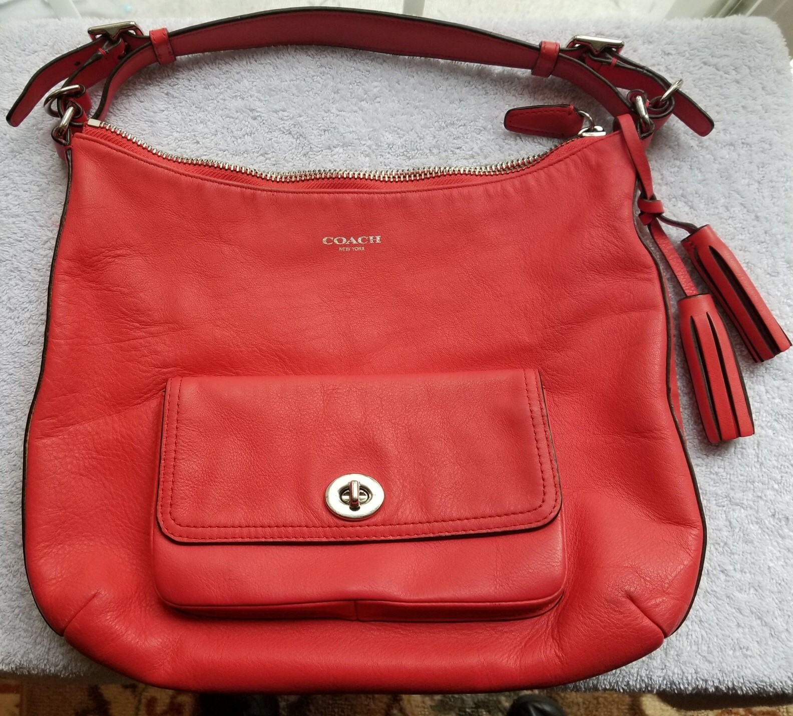 Authentic COACH #22381 Courtney Legacy Coral Red Leat… - Gem