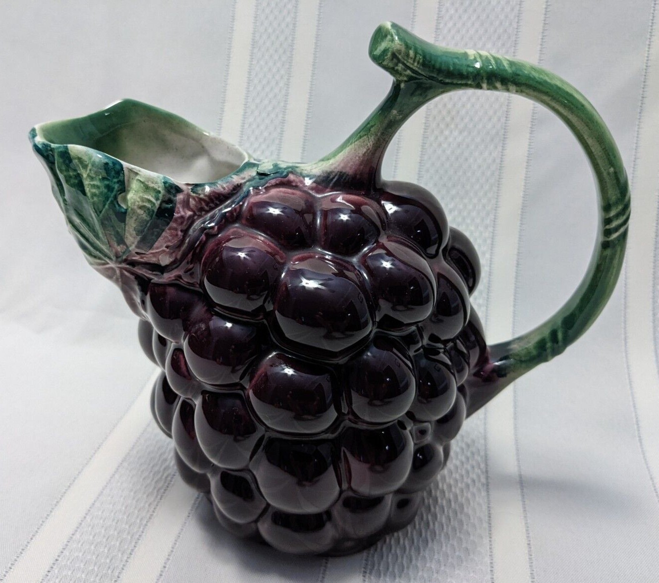 Vintage Majolica Paradox Grape Pottery Pitcher #9506 Hand Painted Italy ...