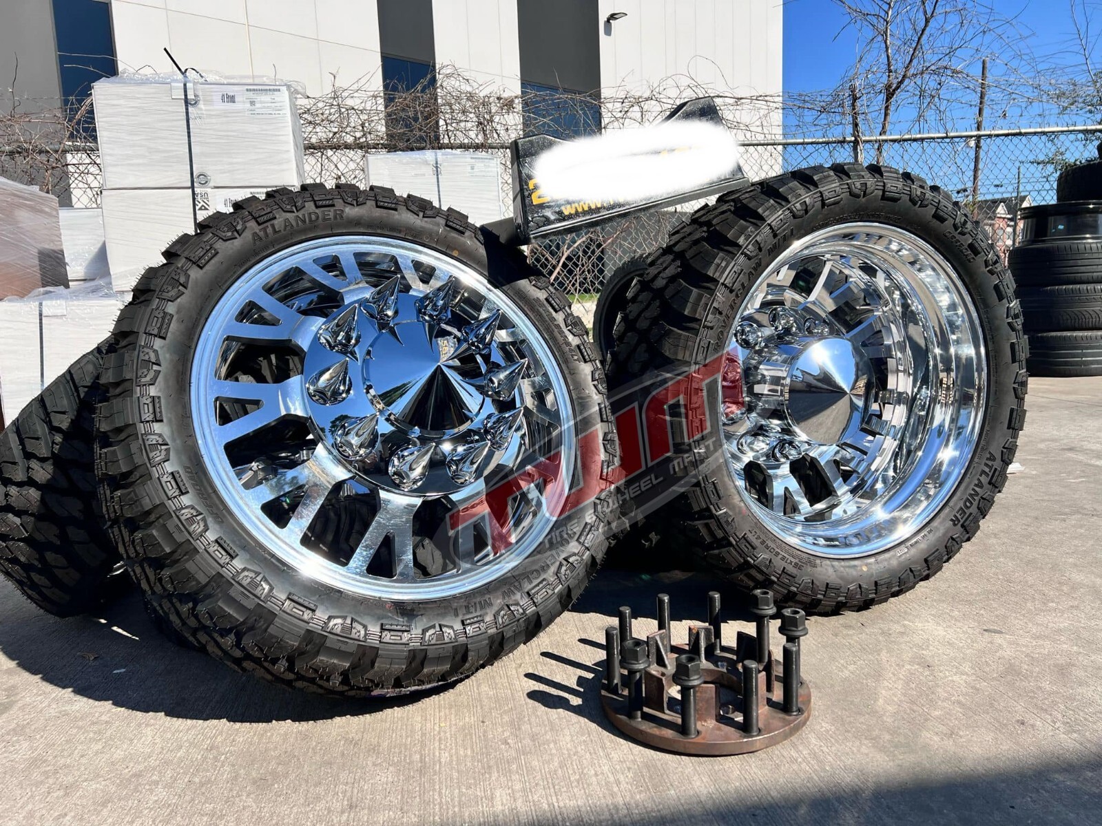 New 24" Dually Wheels Alcoa CUSTOM CUT 10 Lug rim w/35" Tires caps ...