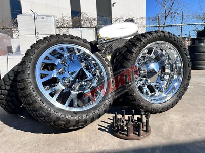 24" Dually Wheels Alcoa CUSTOM CUT 10 Lug rim 37135024 Tires caps ...