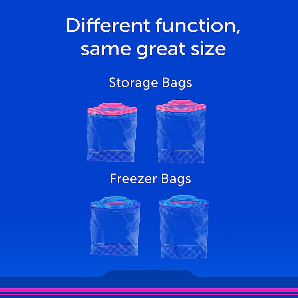 Ziploc Quart Food Storage Freezer Bags, New Stay Open Design with Stand ...
