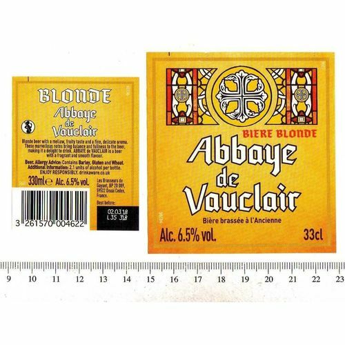French Beer Label - Saint-Omer Brewery - France - Abbaye de Vauclair ...