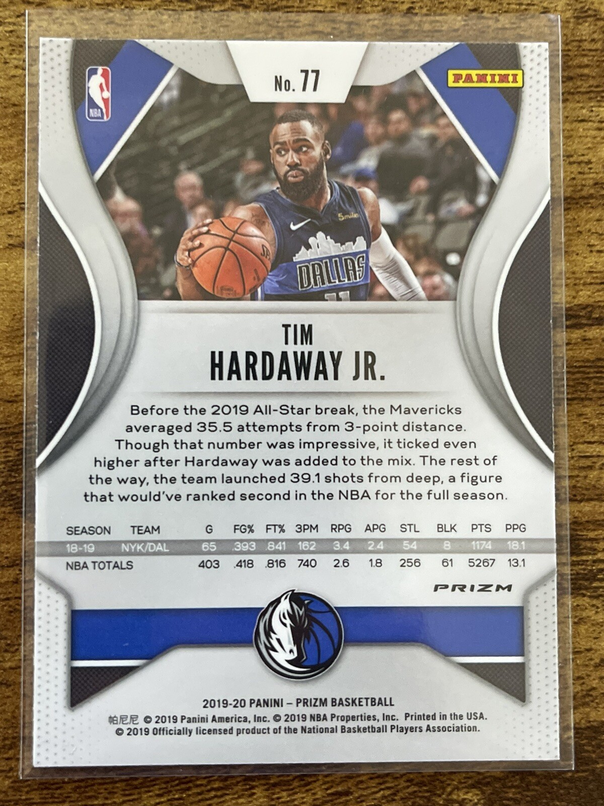 Tim Hardaway Jr. 2019-20 Prizm NBA Basketball - SILVER #77 - Dallas ...