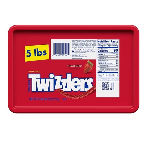 TWIZZLERS Twists Strawberry Flavored Chewy Candy Low Fat 5 lb Bulk ...