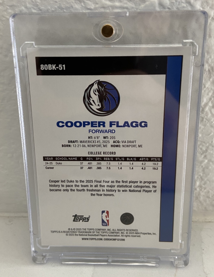 Cooper Flagg 2025 Topps Basketball Topps 45th Year Anniversary Rookie ...