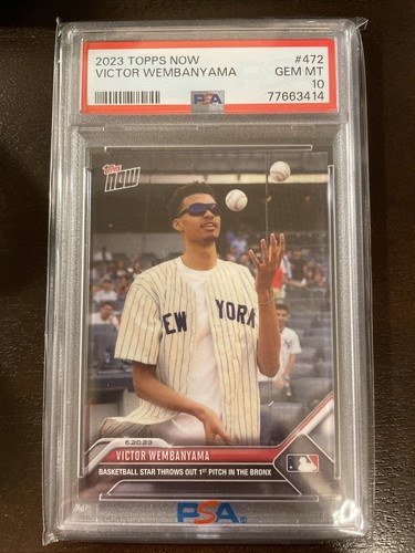 2023 TOPPS NOW 472 VICTOR WEMBANYAMA ROOKIE RC FIRST PITCH YANKEES ...