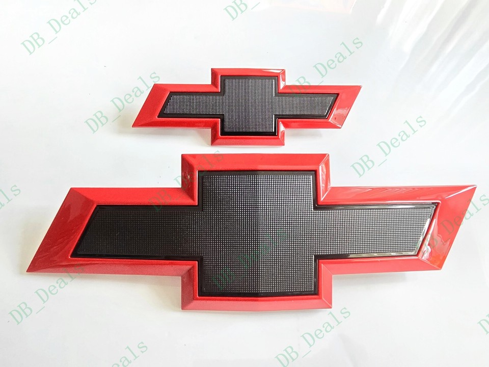 Custom Front Rear Bowtie Emblems Gloss Red Black Fit 2021-2026 Suburban ...