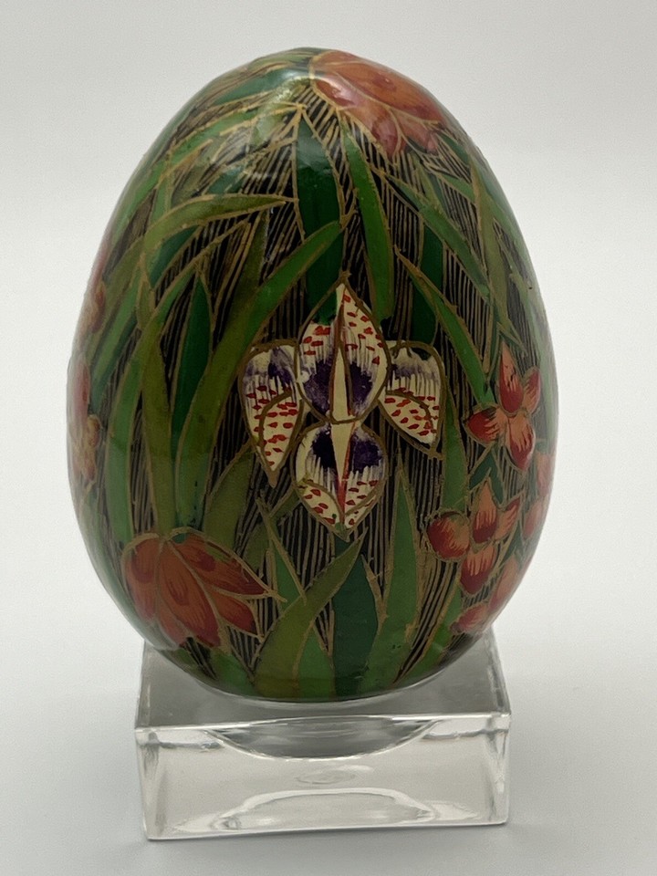 Handpainted Green Floral Collectible Egg | eBay
